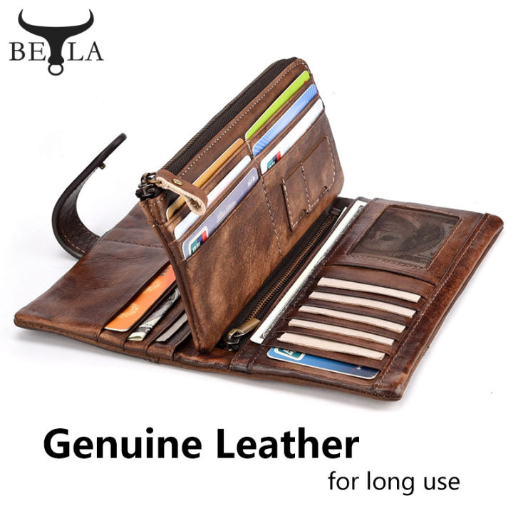 Genuine Leather Long Wallet for Men Women Cowhide Retro | Lazada