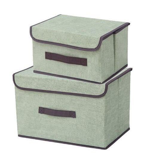 2in1 Plain Color Foldable Storage Box Organizer With Cover set | Lazada PH