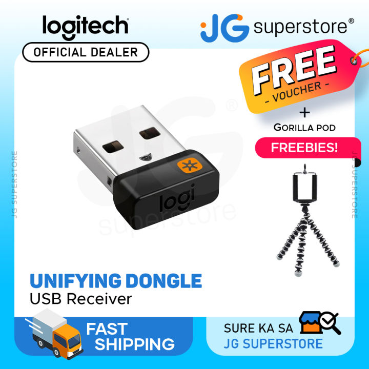 Logitech Unifying Receiver Dongle 2.4GHz Wireless with 10 Meters Range for Laptop, Computer ...