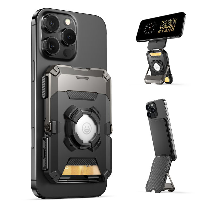 SUPCASE for MagSafe Wallet with AirTag Holder Magnetic Airtag Wallet for Men Hold 5 Cards ...