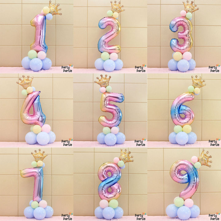 [Paket Acc] Balon Standing Angka Rainbow 80cm Pastel Biru Mix | Lazada ...