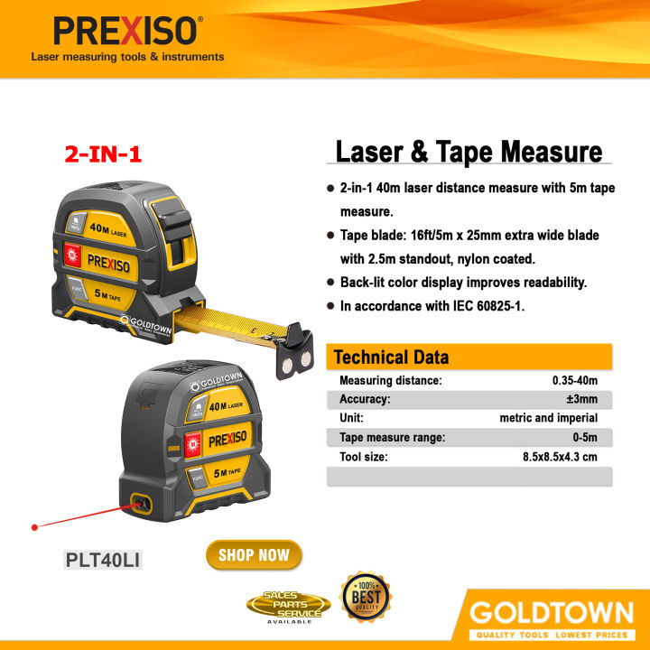 Original Prexiso 2-in-1 Laser & Tape measure 40M rechargeable PLT40LI Measuring Tool | Lazada PH