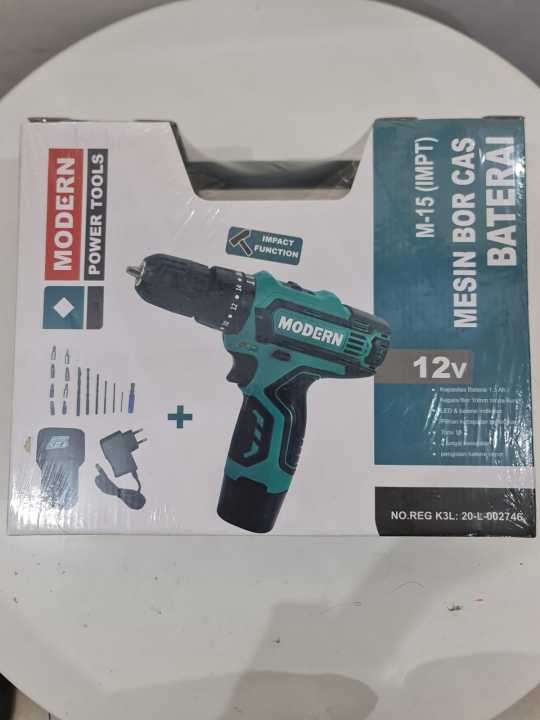 Mesin Bor Cas Baterai M-15 Cordless Drill Modern | Lazada Indonesia