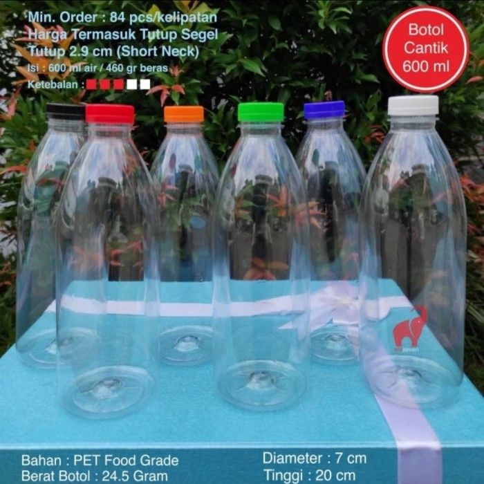 Botol Cantik 600 ml / Botol Plastik 600 ml / Botol Valencia SN - Putih ...