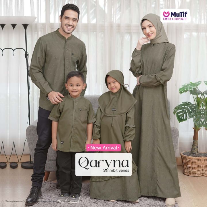 MUTIF | SARIMBIT MUTIF | Sarimbit Qaryna Aloe Olive | Family Series | MuTif Woven | Lazada Indonesia