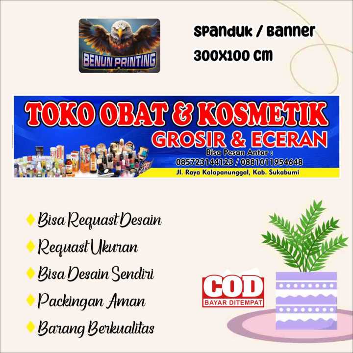 spanduk banner 300X100 Toko Obat request desain | Lazada Indonesia