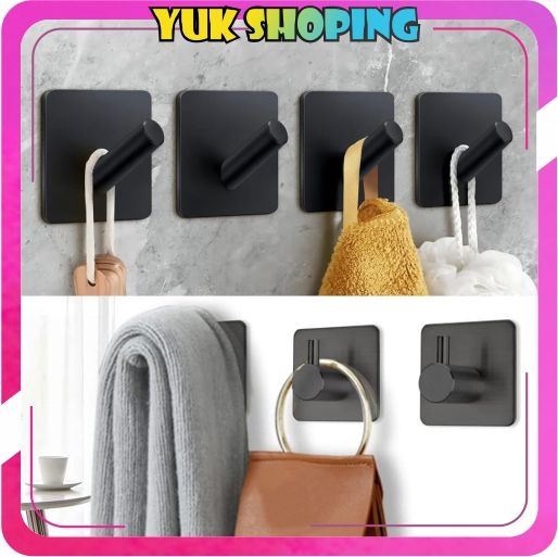 YUKSHOPING Gantungan Baju Gantungan Dinding Hook Besi Tempel Dinding ...