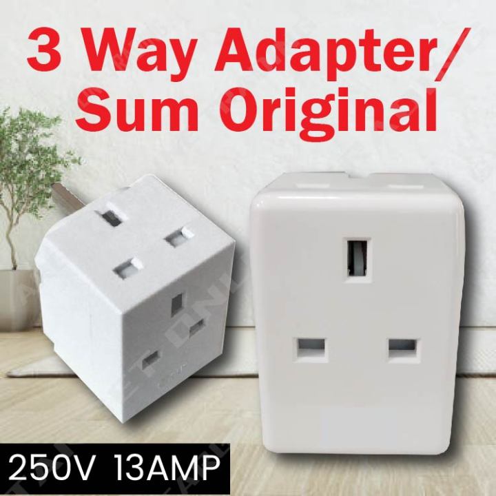 ORIGINAL 3 Way Adaptor / Socket 3 Pin Plug Adapter | Lazada