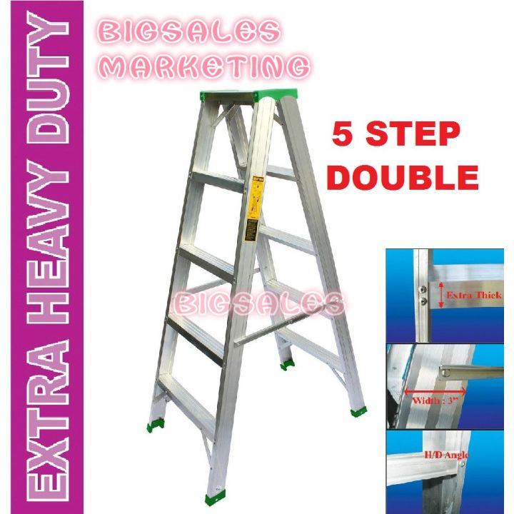 5 Steps BIGSALES Aluminium Double Sided Ladder / Tangga 5 Steps | Lazada