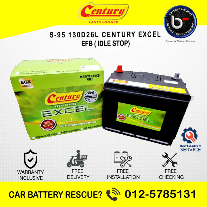 [ Installation Provided ] 130D26L | S95 EFB | CENTURY EXCEL MF ] Car Battery Bateri Kereta ...