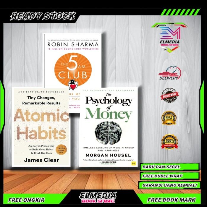 Paket 3 buku Atomic Habits | Psychology of Money | The 5 Am Club ...