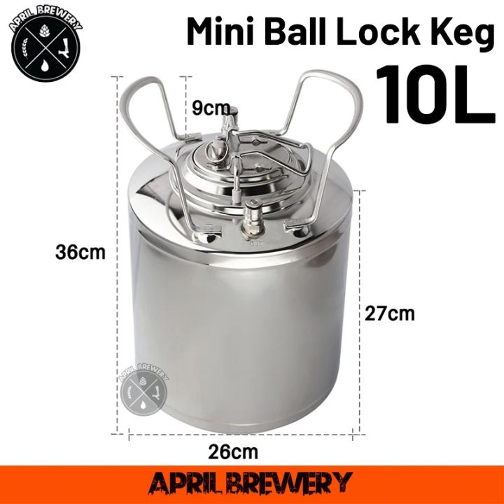 ถัง Keg สแตนเลส 10L (2.6 Gallon) Mini Ball Lock Keg สำหรับ บรรจุเบียร์ ...