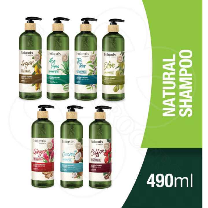 NATURALS BY WATSONS Shampoo 490ml (Argan Oil / Aloe Vera / Tea Tree ...