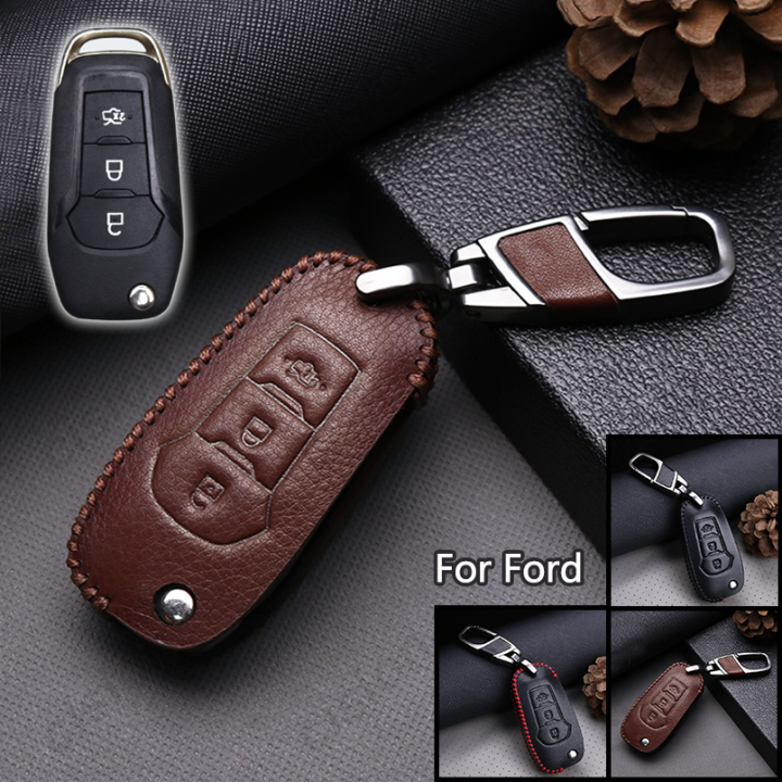 Leather Remote Flip Car Key Fob Case Cover Holder Shell Bag Keychain ...