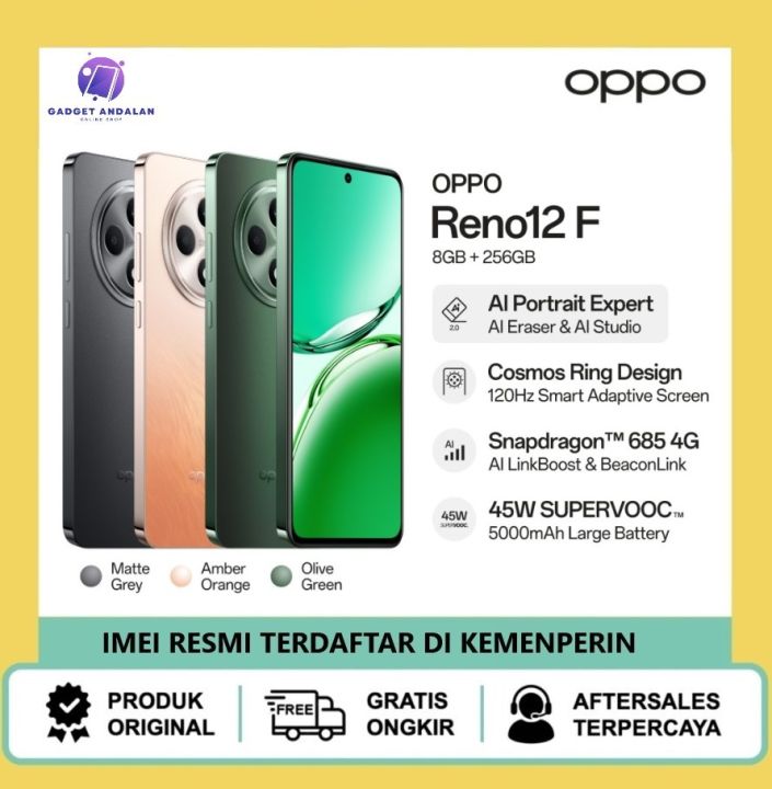 OPPO Reno 12F 8GB/256GB Amoled 120Hz | Dimensity 6300 | Lazada Indonesia
