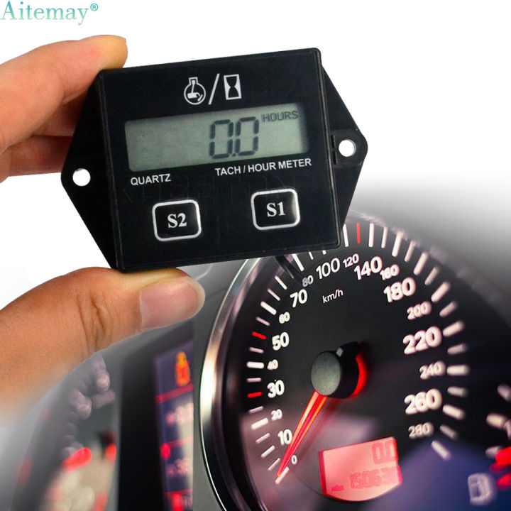Aitemay Digital Engine Hour Tachometer Hour Meter RPM Tachometer ...