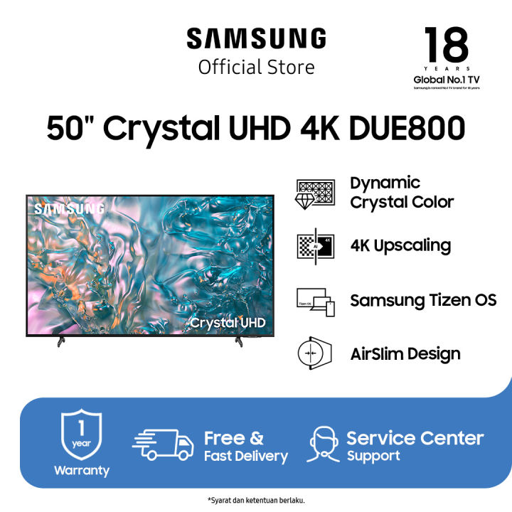 Samsung 50" Crystal UHD 4K DUE800 Smart TV | Dynamic Crystal Color ...