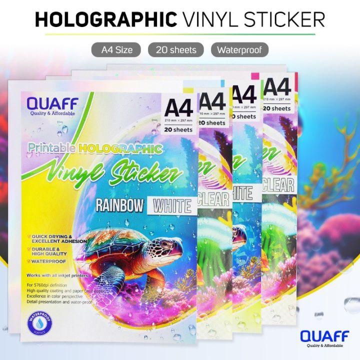 A4 Size QUAFF Printable Hologram Vinyl Inkjet Sticker Waterproof (20 ...