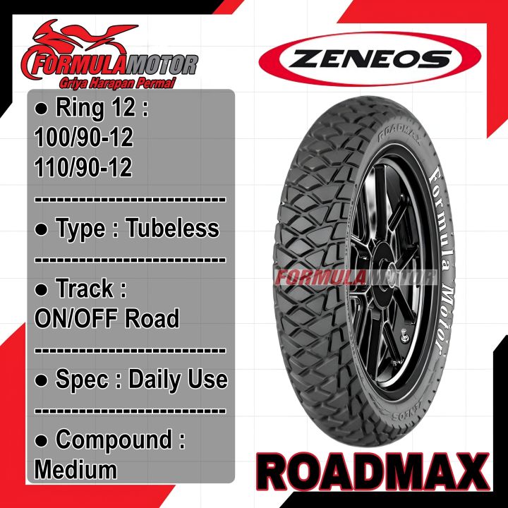 Zeneos Roadmax Ring 12 Tubeless All Size (Dual Purpose) Ban Motor Scoopy, Freego, Genio, KSR ...