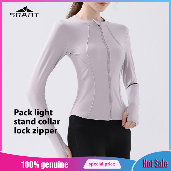 SBART เสื้อฟิตเนสชุดกีฬาแขนยาวแบบมีคอตั้งสำหรับผู้หญิง | Lazada.co.th