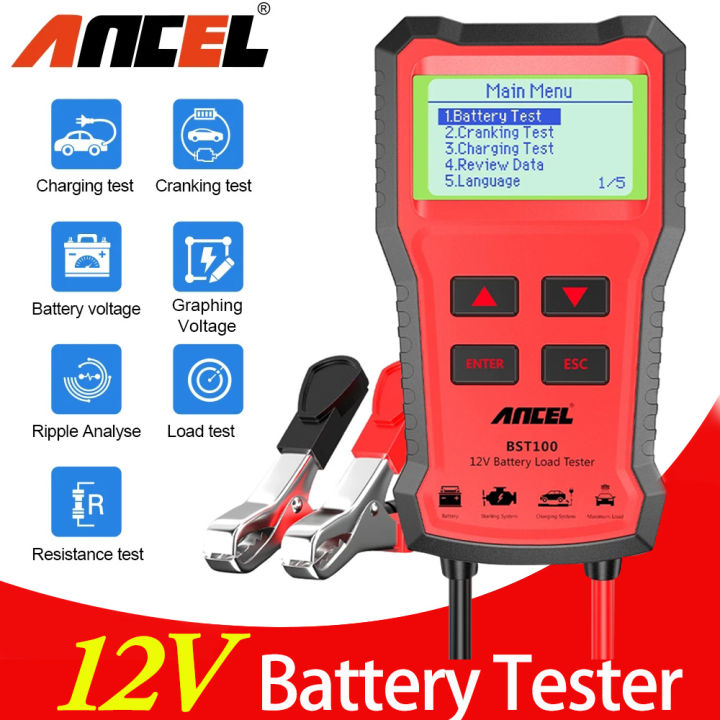 ANCEL BST100 รถเครื่องวิเคราะห์แบตเตอรี่เครื่องวิเคราะห์ดิจิตอล 12V ...