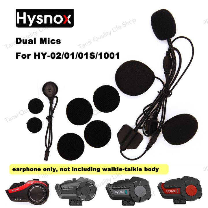 Original Hysnox HY-02 Motorcycle Intercom Earphone Dual Mics for Half ...