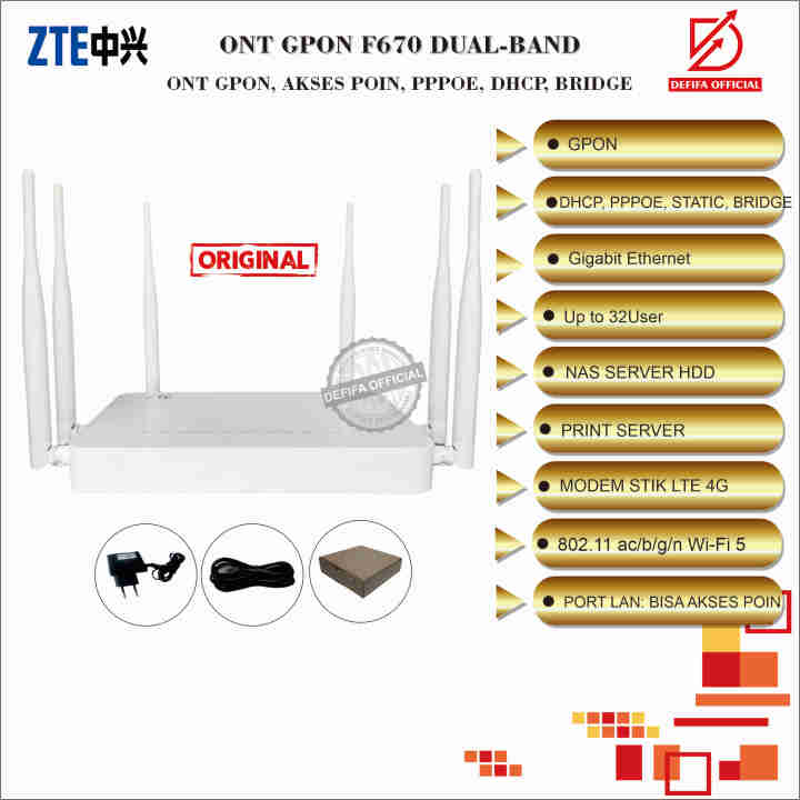 Modem FTTH Wireless WIFI ZTE ZXHN F670 ONT GPON | Lazada Indonesia