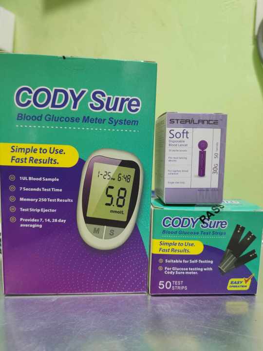 CODY Sure Glucometer + Glucose Strips 50's (1 Set ) | Lazada PH