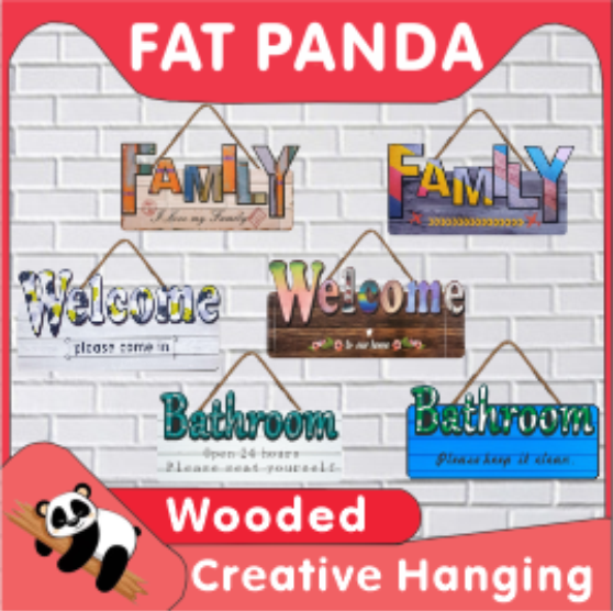 FAMILY HOME BATHROOM WOOD SIGNAGE FOR DOOR HANGING WALL DECOR HOUSE ...