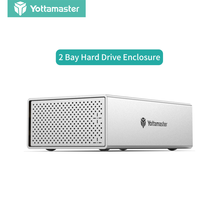 Yottamaster Aluminum 3.5" 2 Bay Type C RAID Hard Drive Enclosure USB3.1 ...