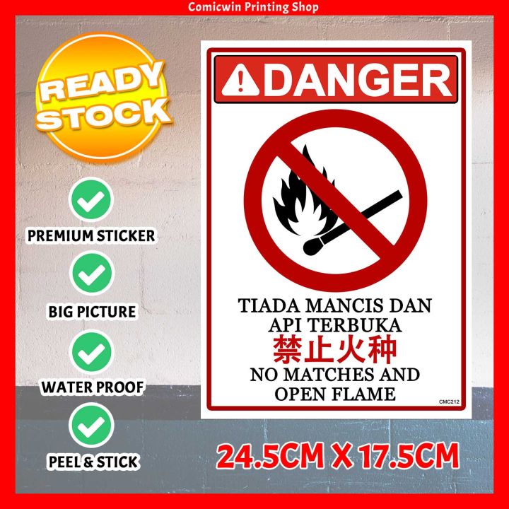CMC212 Danger Open Flame Sign (24.5x17.5cm) Commercial Sign, Industry ...
