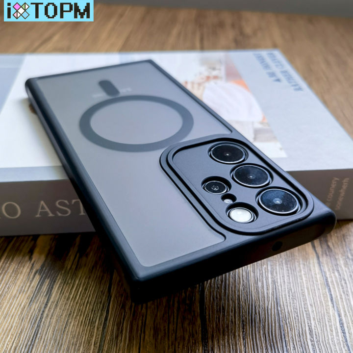 Luxury Matte translucent For Magsafe Wireless Charging Case For Samsung S24 Ultra S23 S22 Plus ...