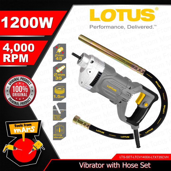 Lotus 1400W Concrete Vibrator Electric Cement Mixer with 1.5m Vibrator ...
