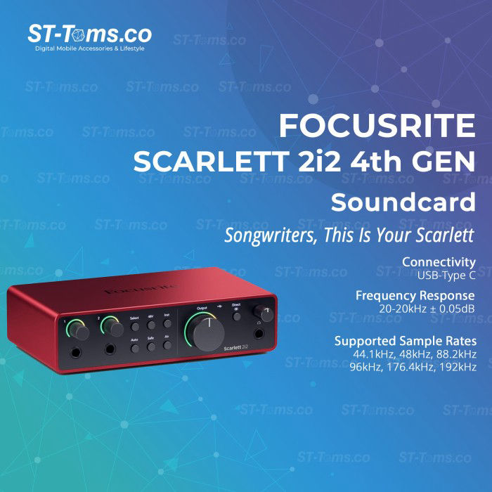 Focusrite Scarlett 2i2 4th Gen / Gen 4 USB Audio Interface Soundcard ...