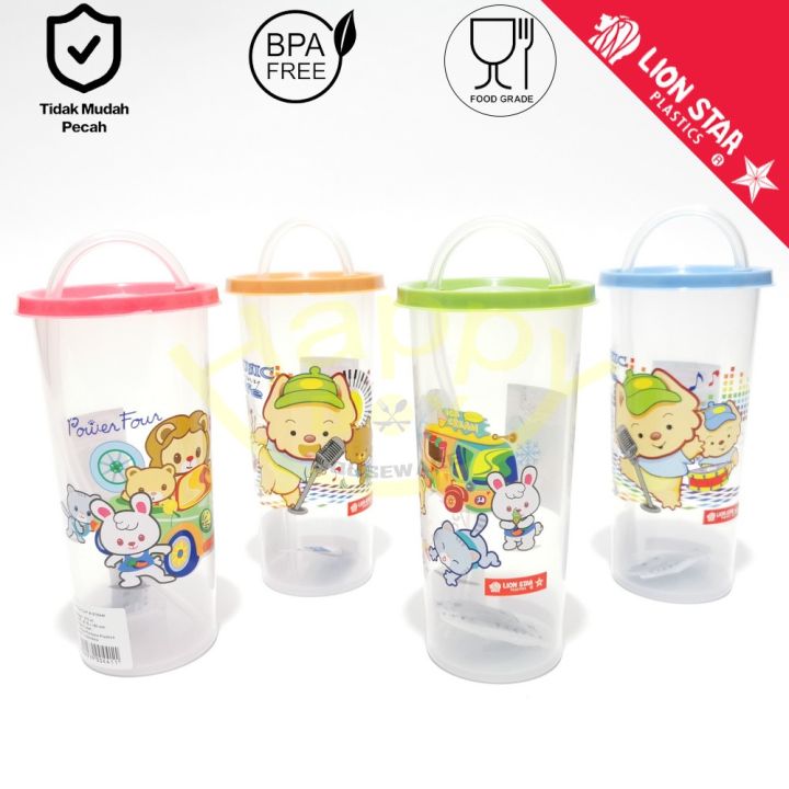 LION STAR GELAS | GELAS MINUM ANAK | GELAS MINUM SEDOTAN | GELAS MOTIF 370ML | Lazada Indonesia