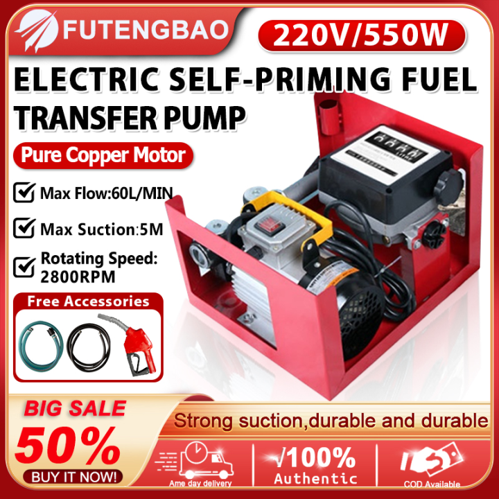 220V Electric Fuel Self-Priming Transfer Pump 550W Oil Diesel ...