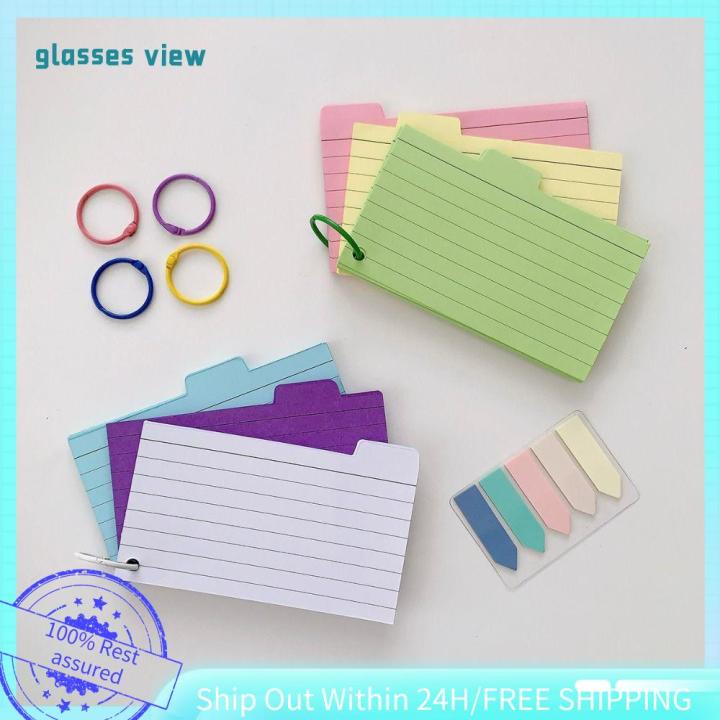 GLASSES VIEW Horizontal Line Index Cards Binder Colorful Loof-leaf Notepad Creative DIY Flash ...
