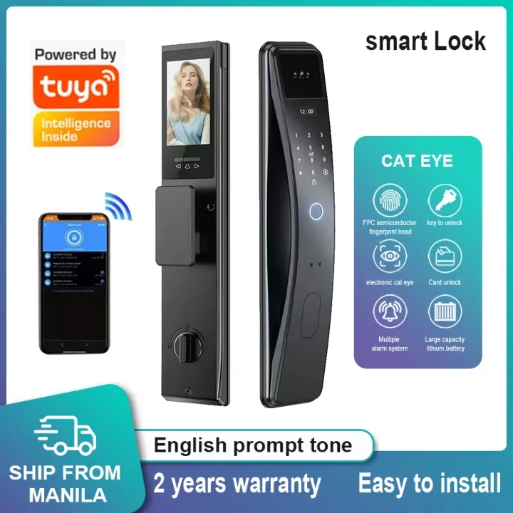 Wifi Tuya Smart door Lock Cat Eye Smart Lock with HD Camera Biometric ...