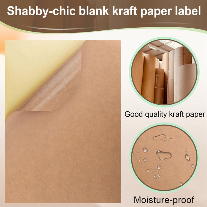 100 Sheets A4 Kraft Printable Sticker Self Adhesive Sticker Label Paper ...