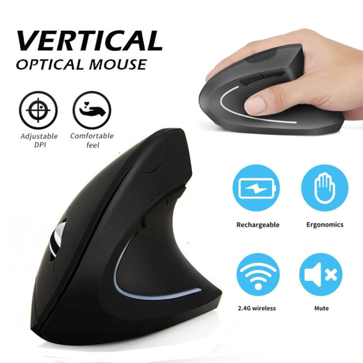 Chuyi Right Hand Wireless Mouse Ergonomic Vertical Gaming Mouse 2.4GHz ...