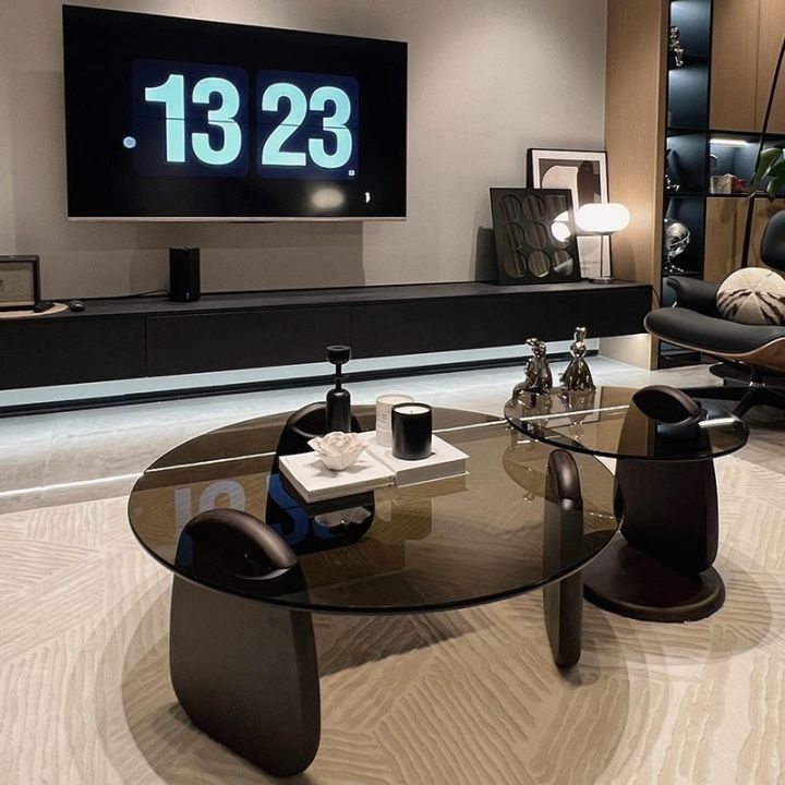 nordic center table for sala tempered glass elegant coffee table round ...