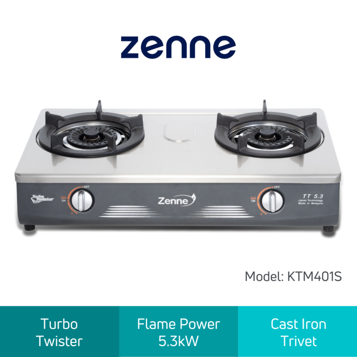 ZENNE GAS STOVE 2 BURNER HIGH POWER FLAME 5.3KW MODEL:KTM-401S | Lazada