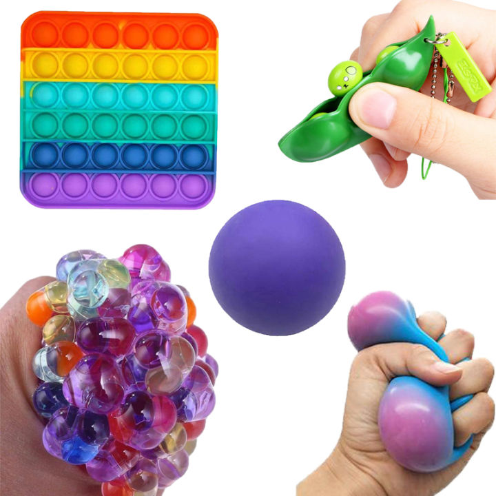 4pcs Push pop it all fidget toy full set box Square rainbow sensory Pop ...