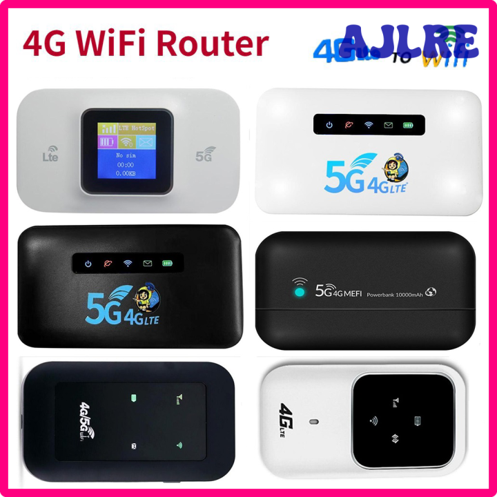 AJLRE 4G/5G Lte Wireless Router 150Mbps Portable Pocket WIFI Router Color LCD Display SIM Card ...