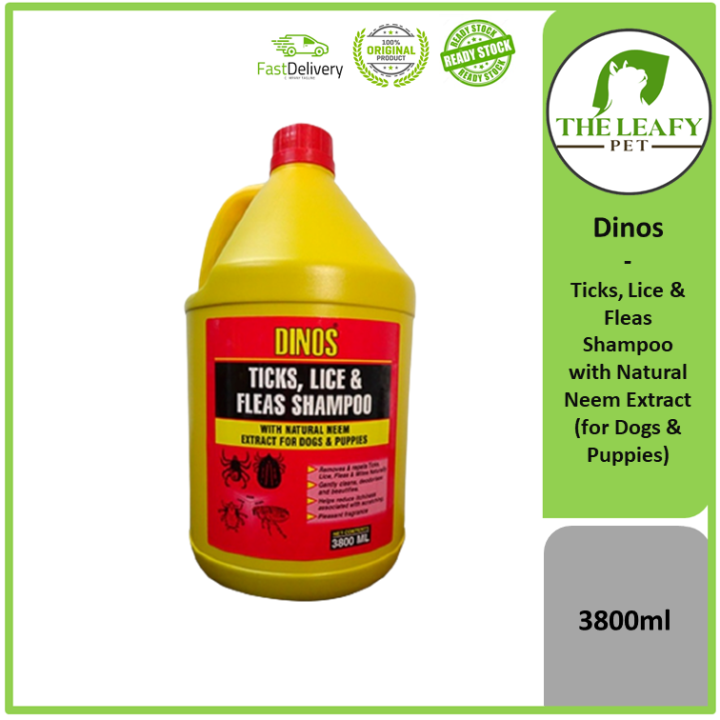 Dinos Ticks, Lice & Fleas Shampoo with Natural Neem Extract ( For Dogs ...