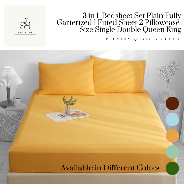 SevHome 3 in 1 Hotel Quality Plain Bedding Set Bedsheet Fully ...