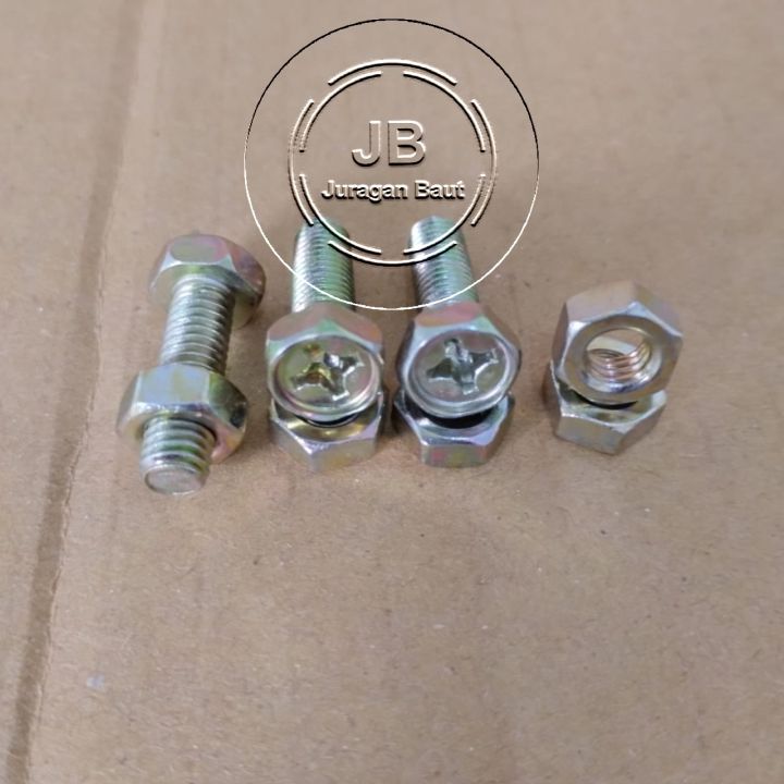 10 BUAH BAUT DWI FUNGSI M6 X 20 BAUD MUR AKI M6X20 KUNCI 10 PANJANG 2CM ...