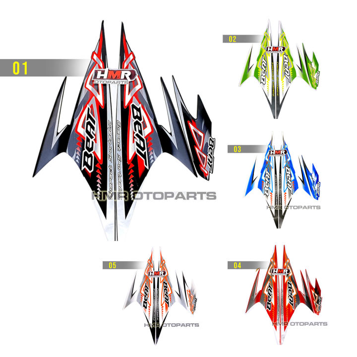 HMR Striping 2012 Honda Beat Karbu Stiker Body Standar - Hitam-Merah ...