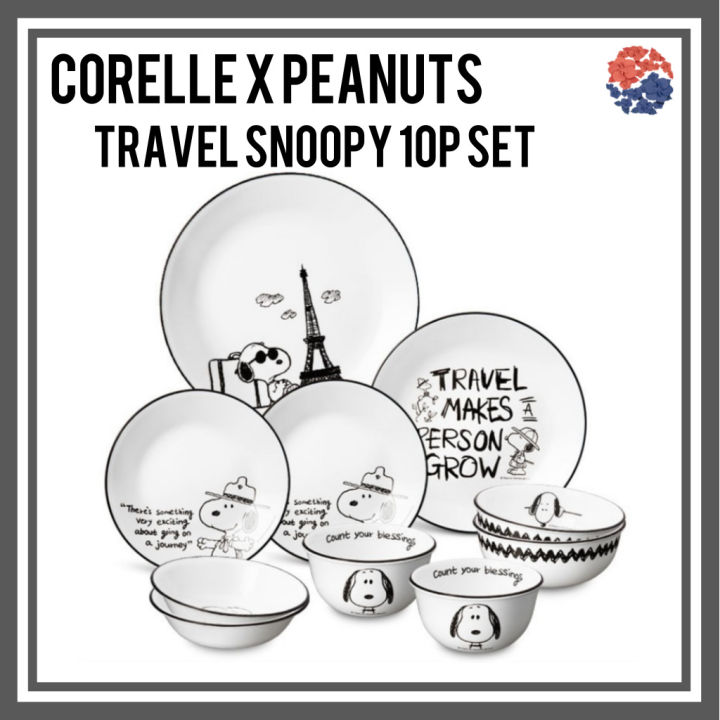 Corelle x PEANUTS Travel Snoopy 10p Set/Corelle USA set/ Dinnerware ...