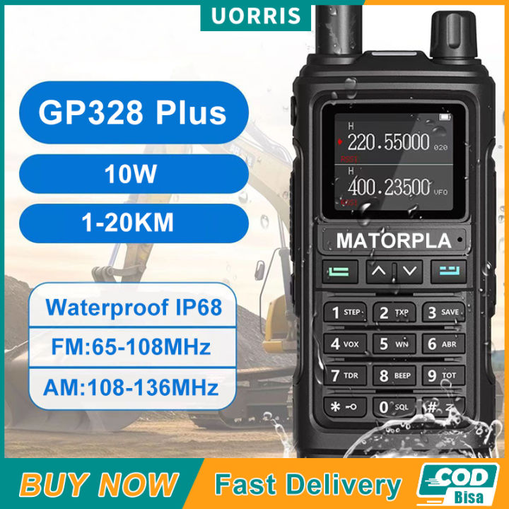 Motorola GP328 PLUS Walkie Talkie kisaran panjang 20KM 5800mAh IP68 ...